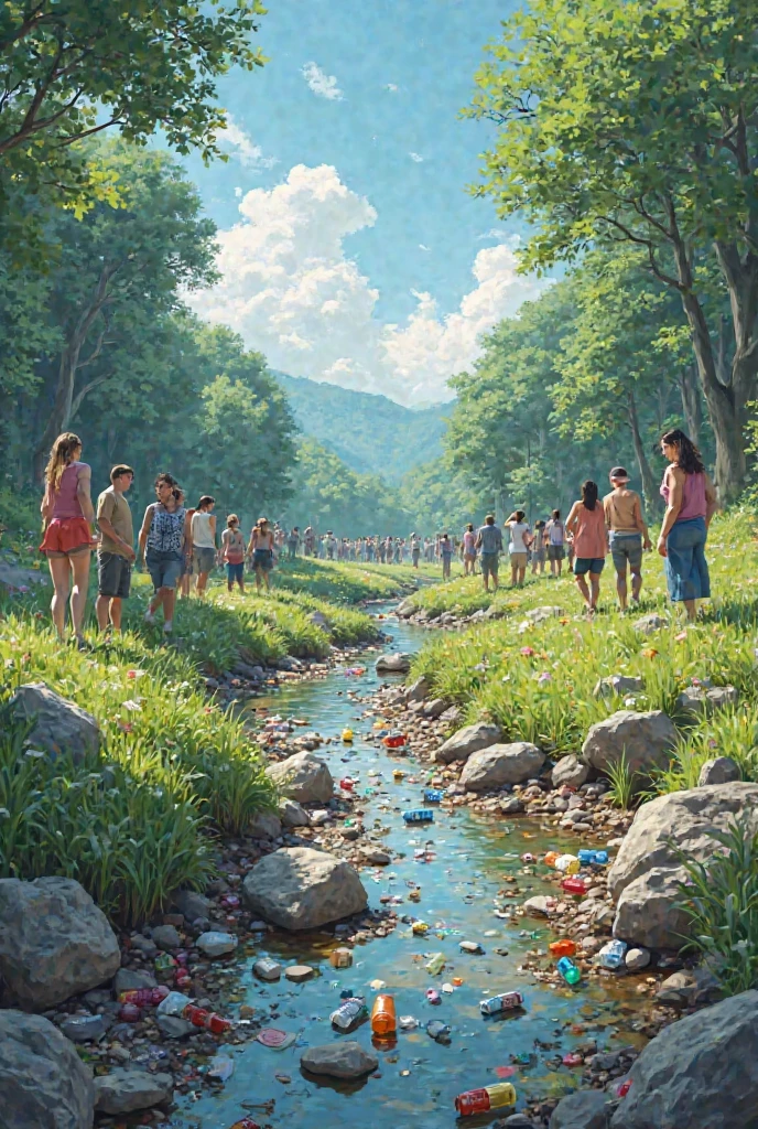 People throwing trash at nature - SeaArt AI