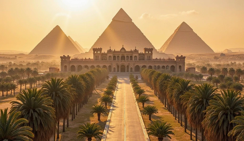 A stunning aerial view of a grand palace in Giza, Egypt, with the ...