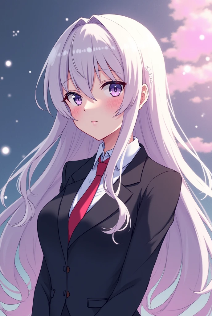 Create a female anime character, cheeks with white skin, almost wavy ...