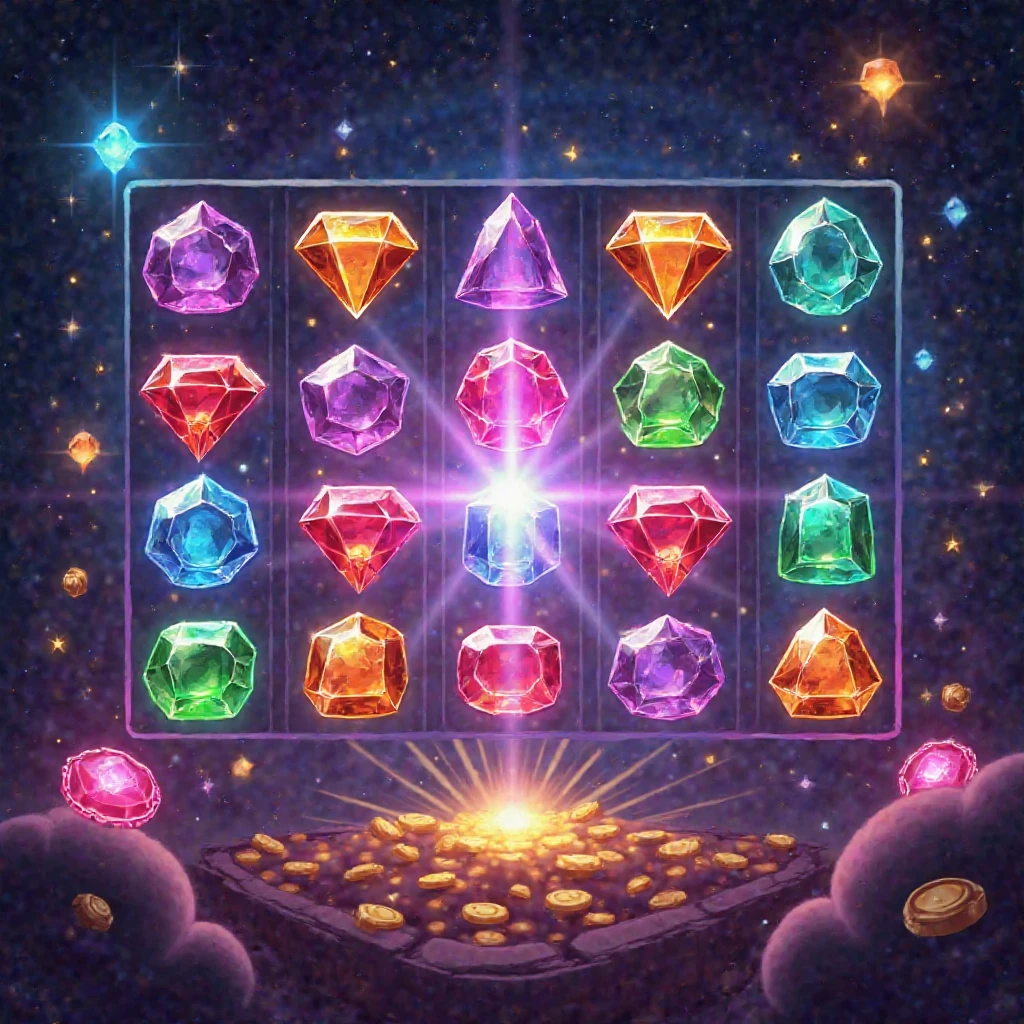 "A vibrant and colorful slot game background inspired by Gems Bonanza ...