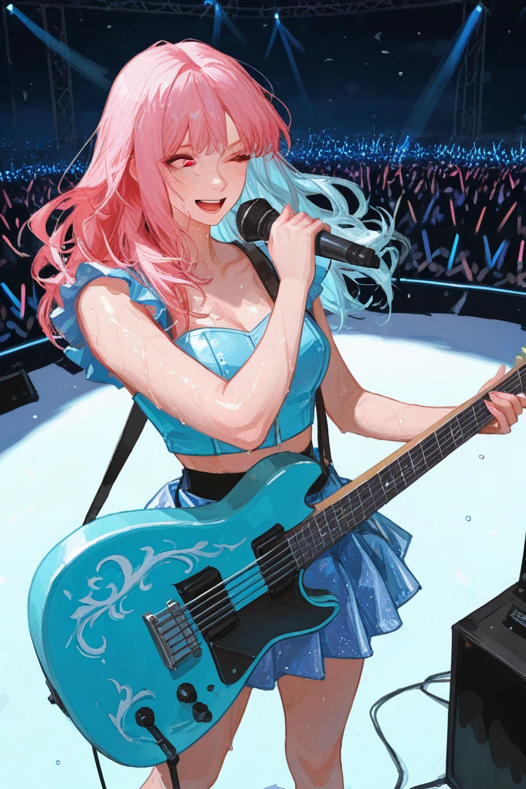 1 girl , chest , with a lingering expression , Concert , Stage ...