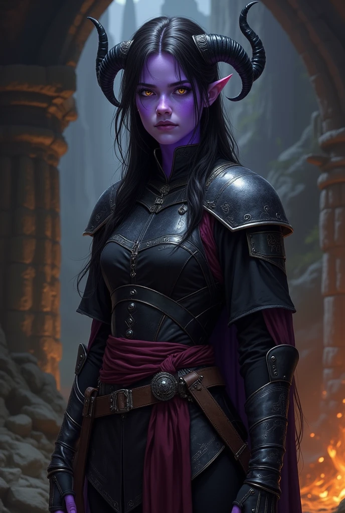Lilith stands poised in the dim light, her violet skin glowing faintly ...