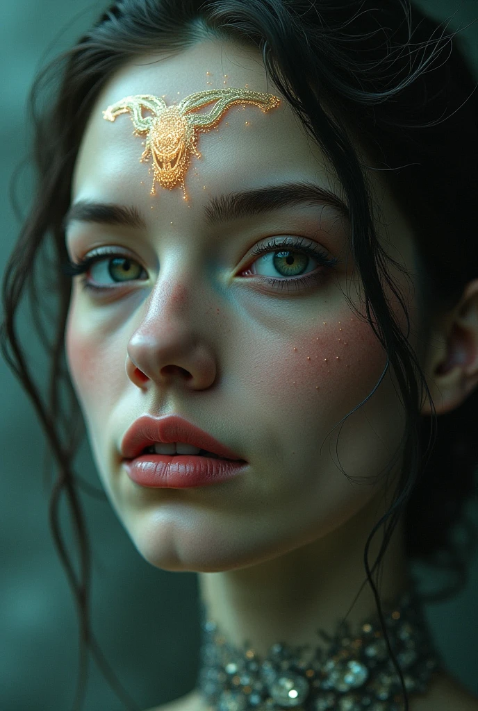 Close face woman with taurus zodiac sign on her forehead - SeaArt AI