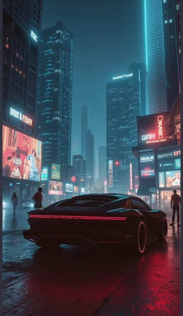 A young cyberpunk identical to the first reference image: Vibrant orange hair - SeaArt AI