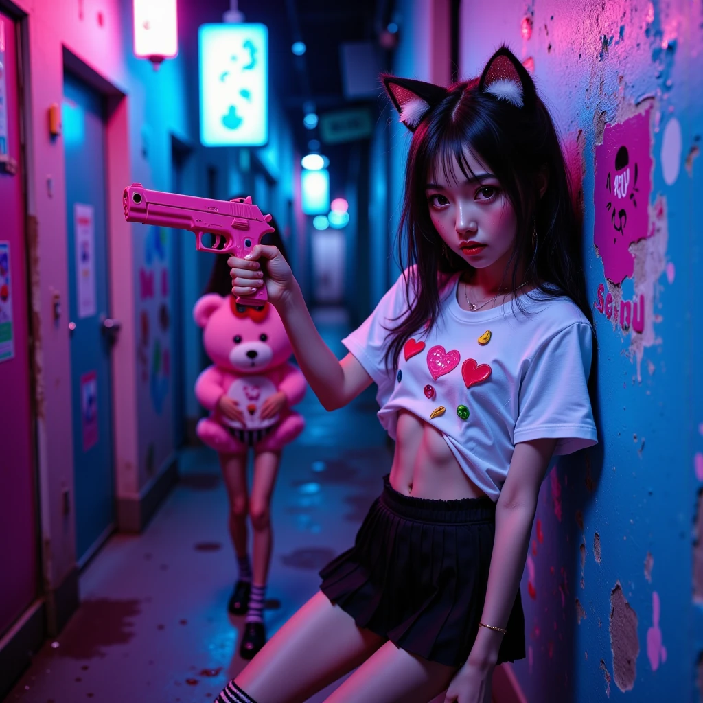 "Ultra-detailed close-up of a bizarre macabre anime-style scene - SeaArt AI