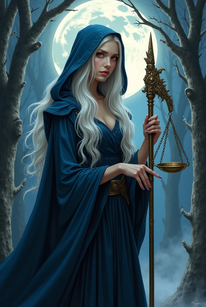 A dark fantasy medieval-style illustration of a serene-looking woman ...