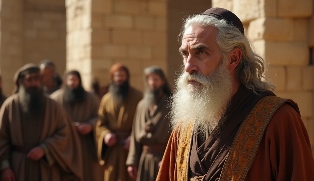 Scene in an ancient biblical setting, where a 65-year-old scribe - SeaArt AI