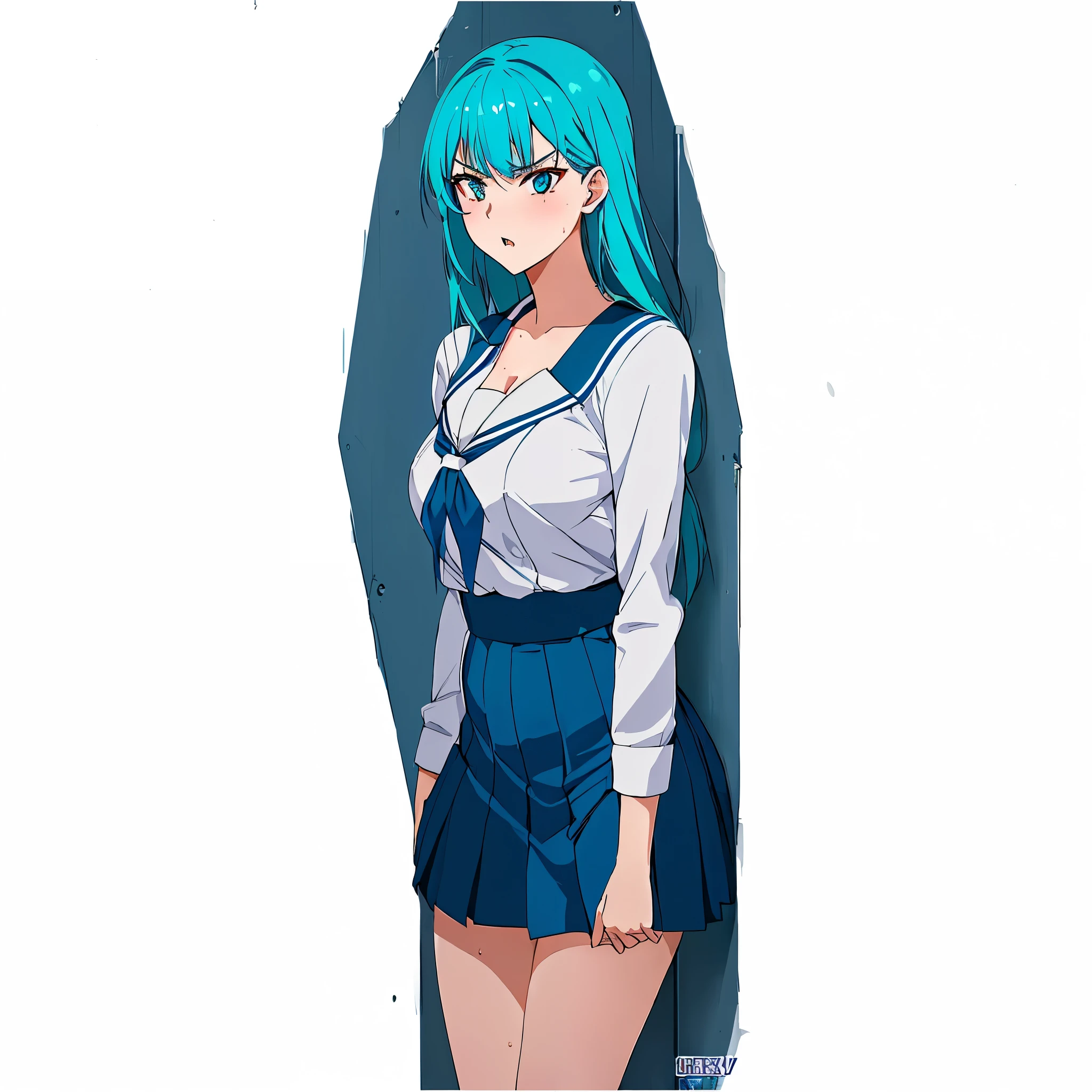 Anime girl in a short skirt and a white shirt - SeaArt AI