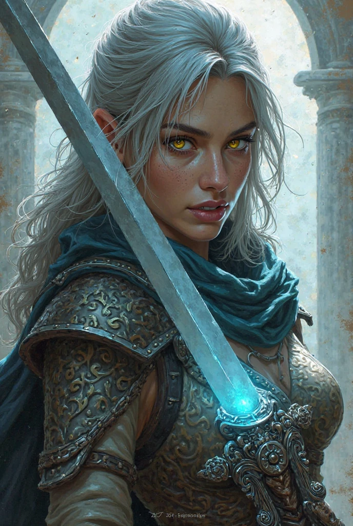 Pathfinder wotr full portrait of a female bladebound with gray - SeaArt AI
