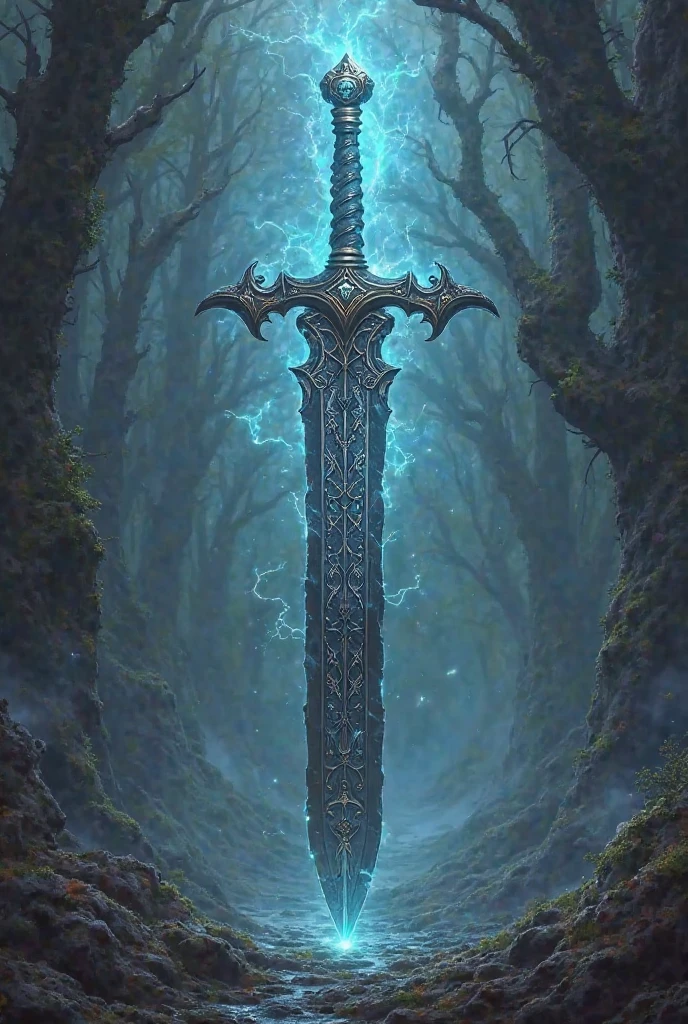 Draw a one-sided sword, magical, большой - SeaArt AI