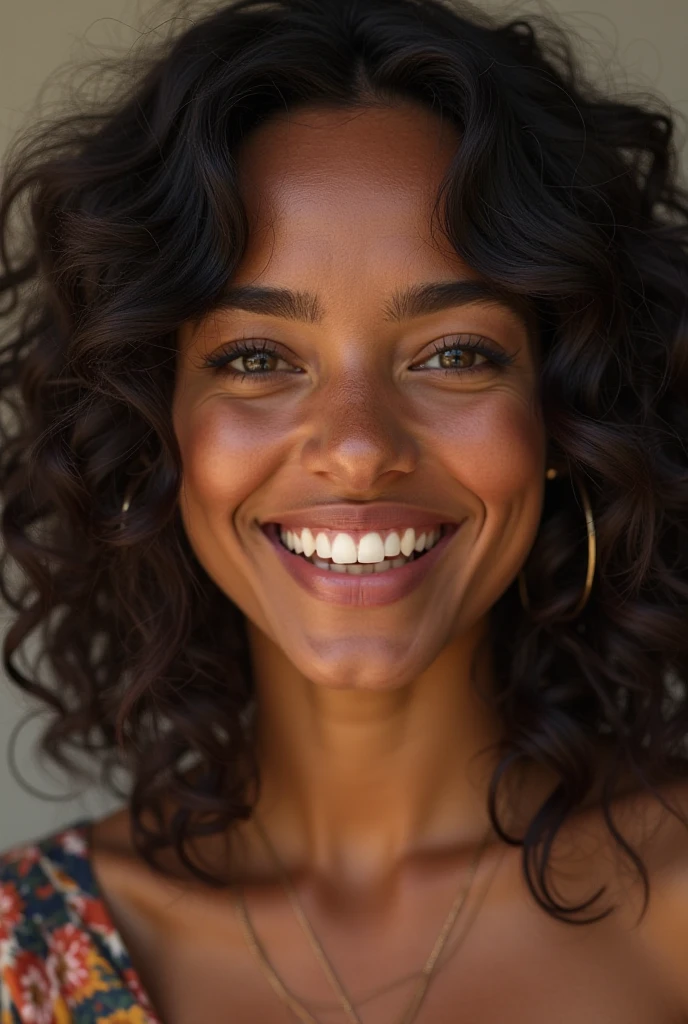 30-year-old Brazilian woman, wavy black hair and thin face , sparkling look and - SeaArt AI