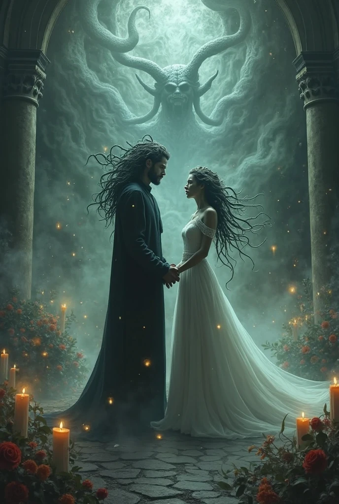 Create Medusa and the black Hades getting married - SeaArt AI