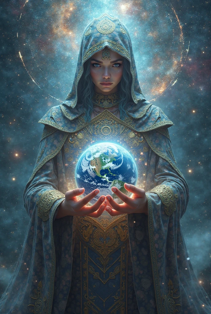 Madeka holding the planet in high quality - SeaArt AI