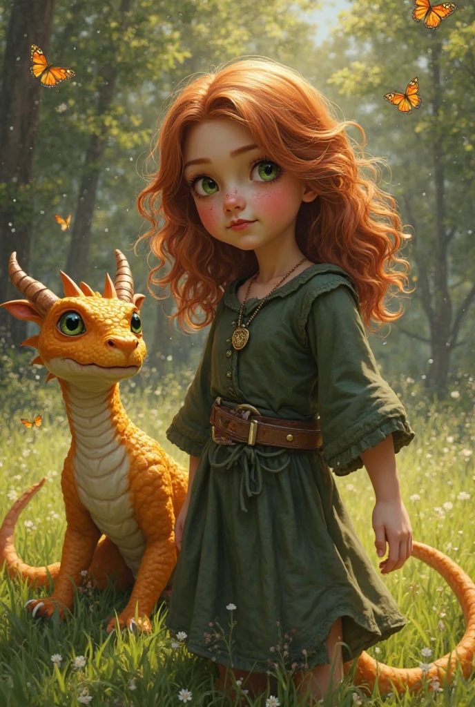 Fantasy style , A human girl, Red-haired with shades of brown - SeaArt AI
