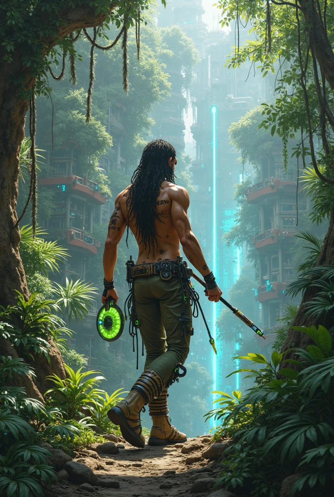 Futuristic Tarzan & Jungle Background Tarzan (Cyber-Wild Warrior ...