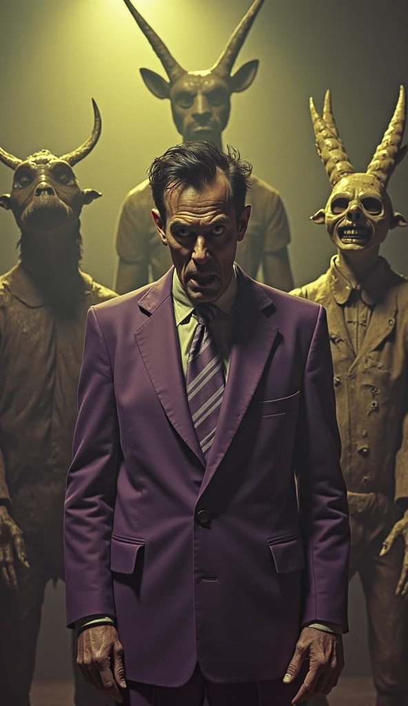 A chilling, grainy 1980s film photograph captures a man in a tight ...