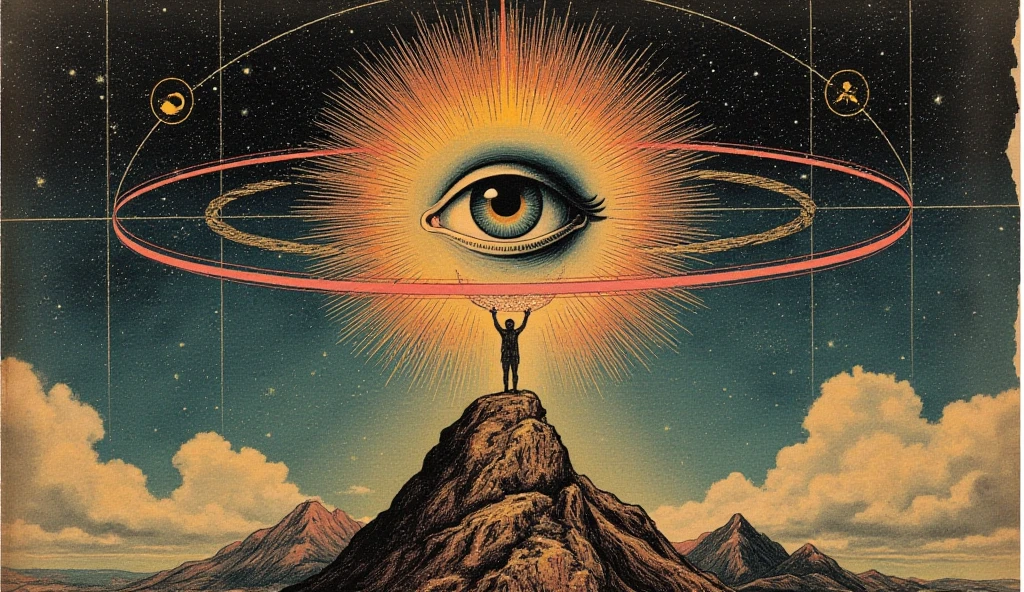 The overall tone is vintage and suggestive of metaphysical ideas ...