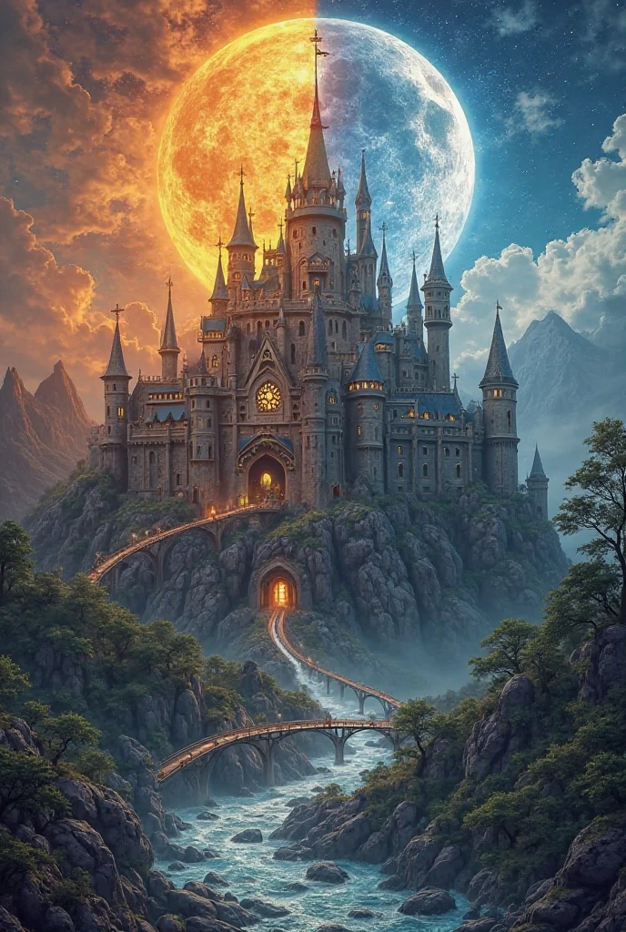 Create a Sun Kingdom castle with a magic bridge that reaches the Moon ...