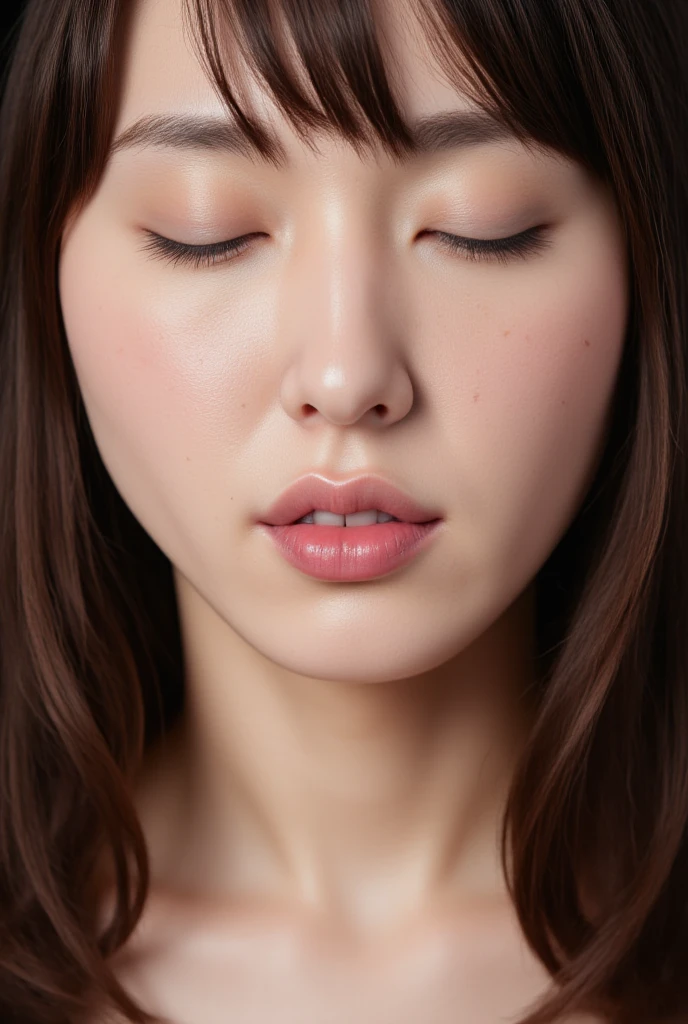 28year old Japanese woman。。stay quiet。horizontally viewed from the ...