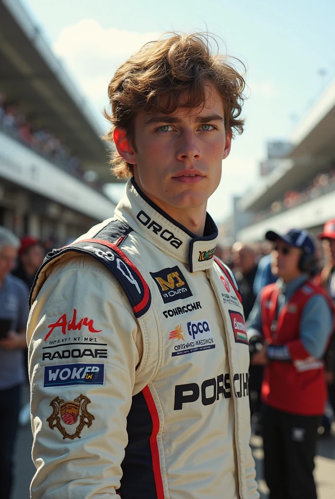 Create a young Irish man, Formula 1 driver who races for the Porsche ...
