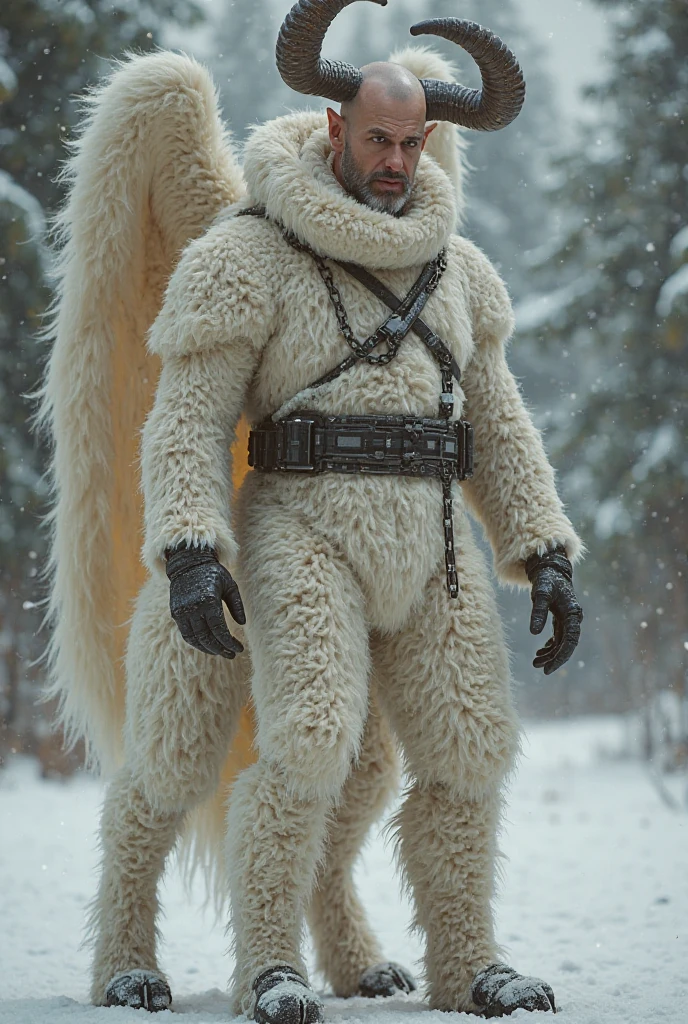 Handsome satyr Bald guy tech mohair fleece jumpsuit gear fuzzy thick ...