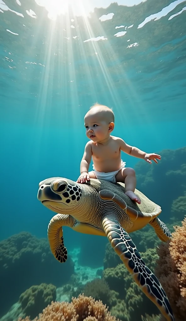 A chubby, fair-skinned newborn baby, toothless and bald, dressed only ...