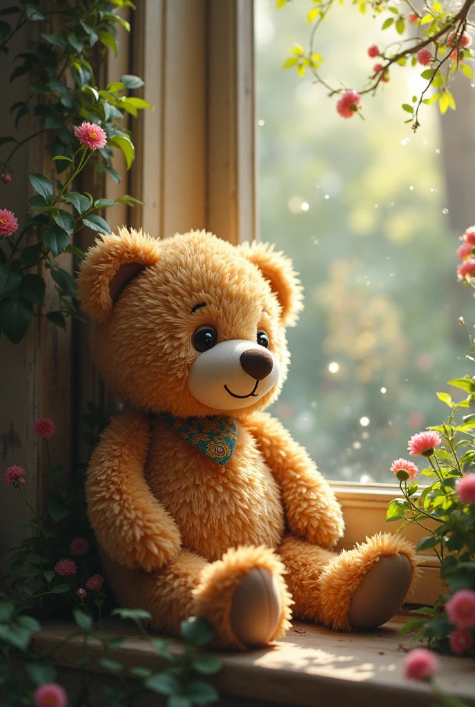 Teddy, a cuddly teddy bear, sat on a shelf, watching the world go by ...