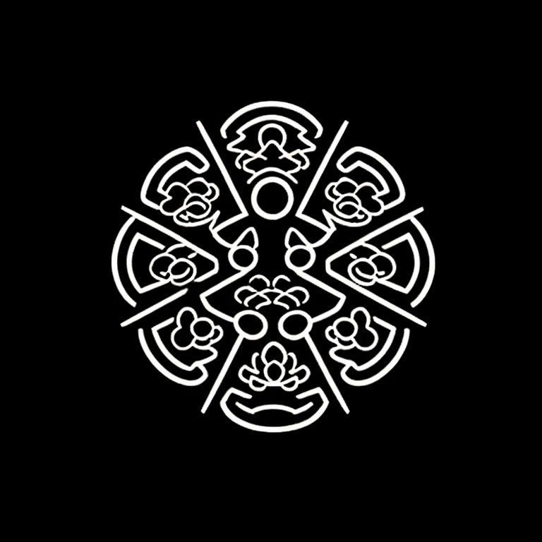 Bold and dynamic tribal-style album cover "SOWORKS," features a complex ...