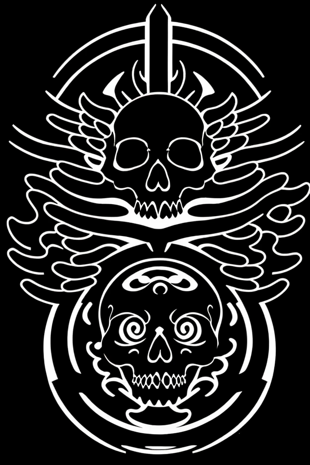 Bold and dynamic tribal-style album cover "SOWORKS," features a complex ...