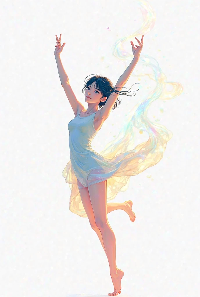 Light color design of anime looking backwards and doing acrobatic hand ...