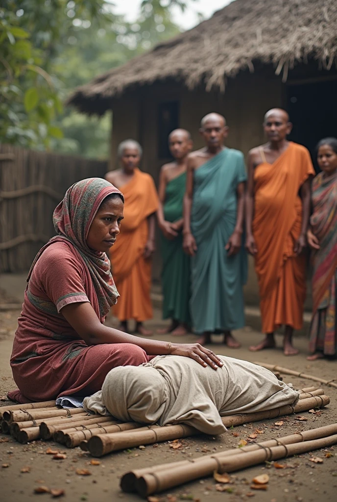 Visual Prompt: In a traditional Bangladeshi Muslim village setting ...