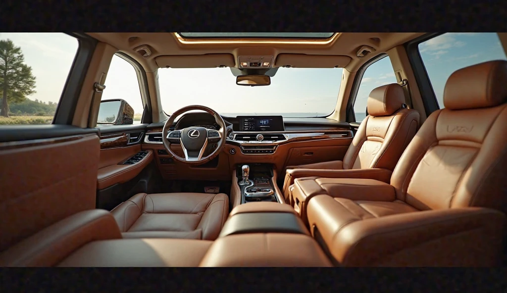 Interior views of Lexus LX seats parked showroom - SeaArt AI