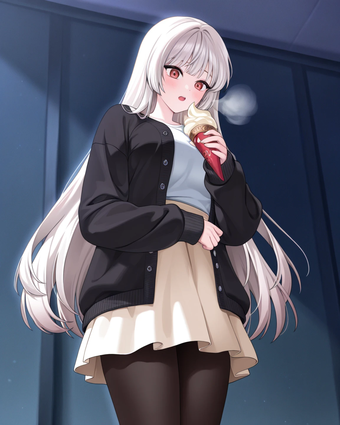 1girl , Solo, High resolution manhwa girl with long hair, white hair ...