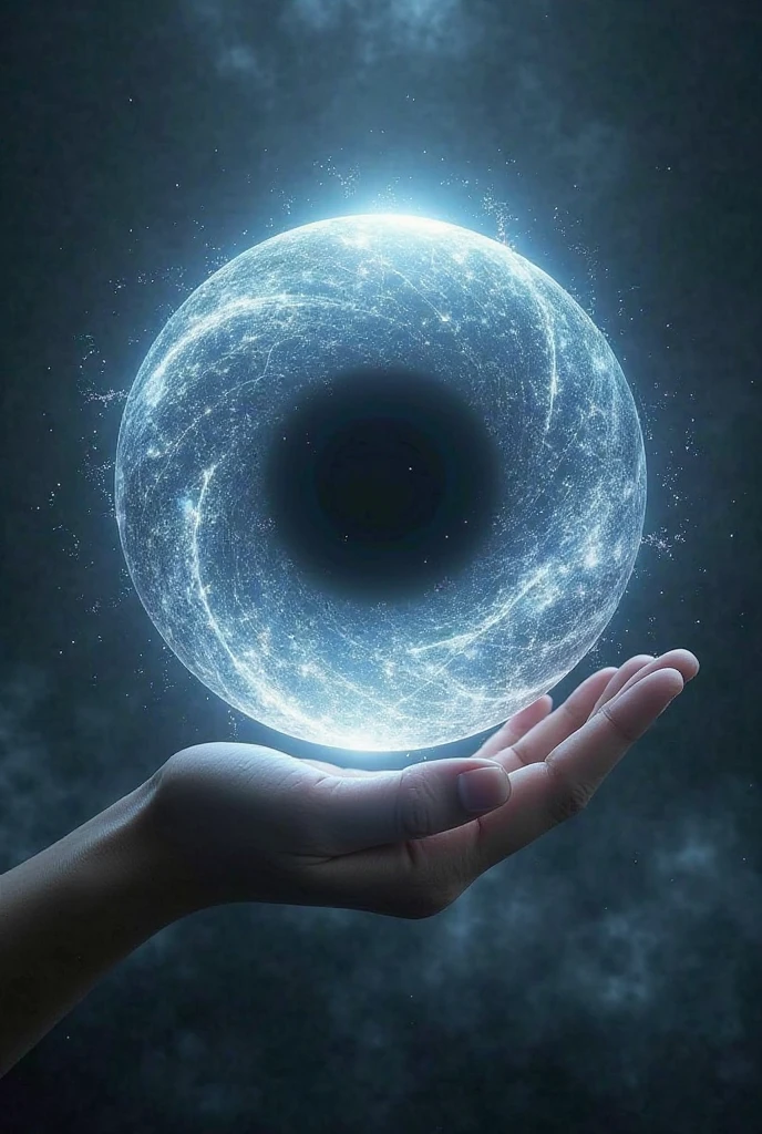 It is a wave sphere of light 15 cm wide, in the center a small black ...