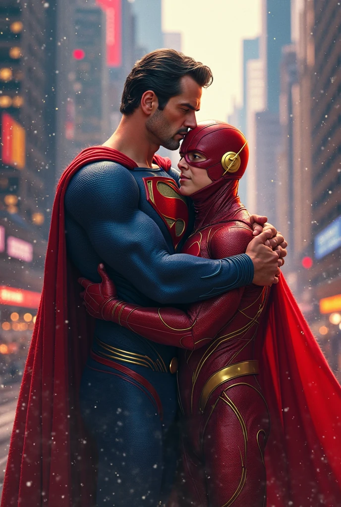 Daredevil with Superman and The Flash, hugging each other - SeaArt AI