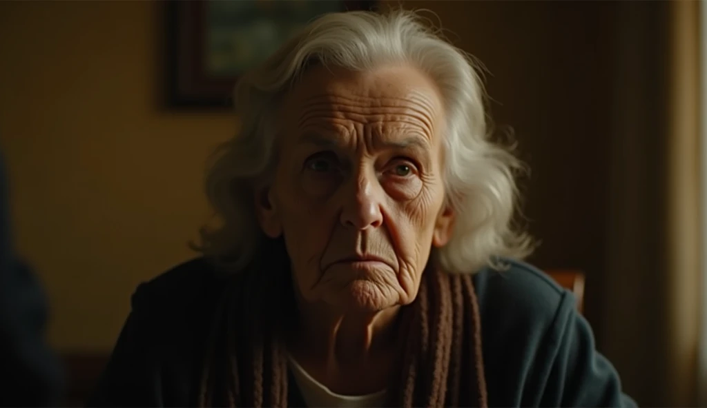 "A dramatic and slightly unsettling image of an elderly woman with a ...