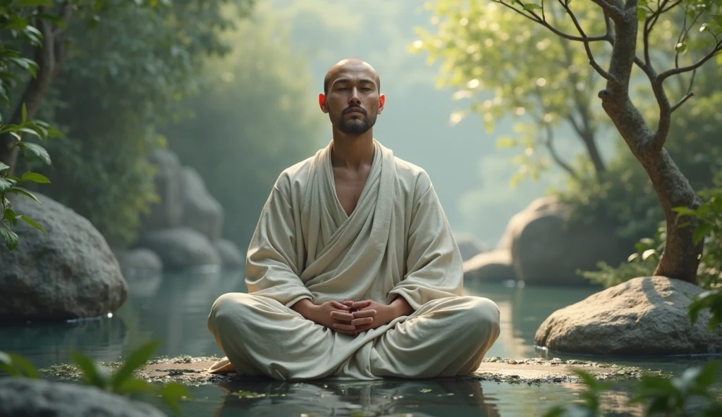 Monk meditating - SeaArt AI