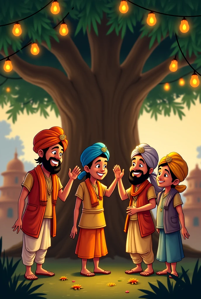 Unity Scene: "A Disney-style cartoon of Hindu, Muslim, Sikh, and ...