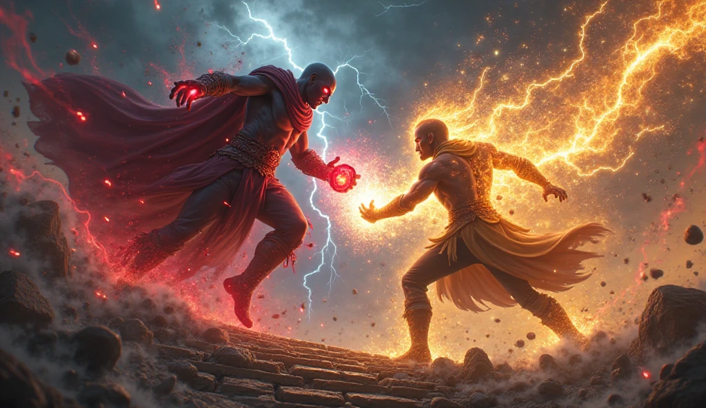 A climactic moment where Rohan and Darius battle for control of the ...