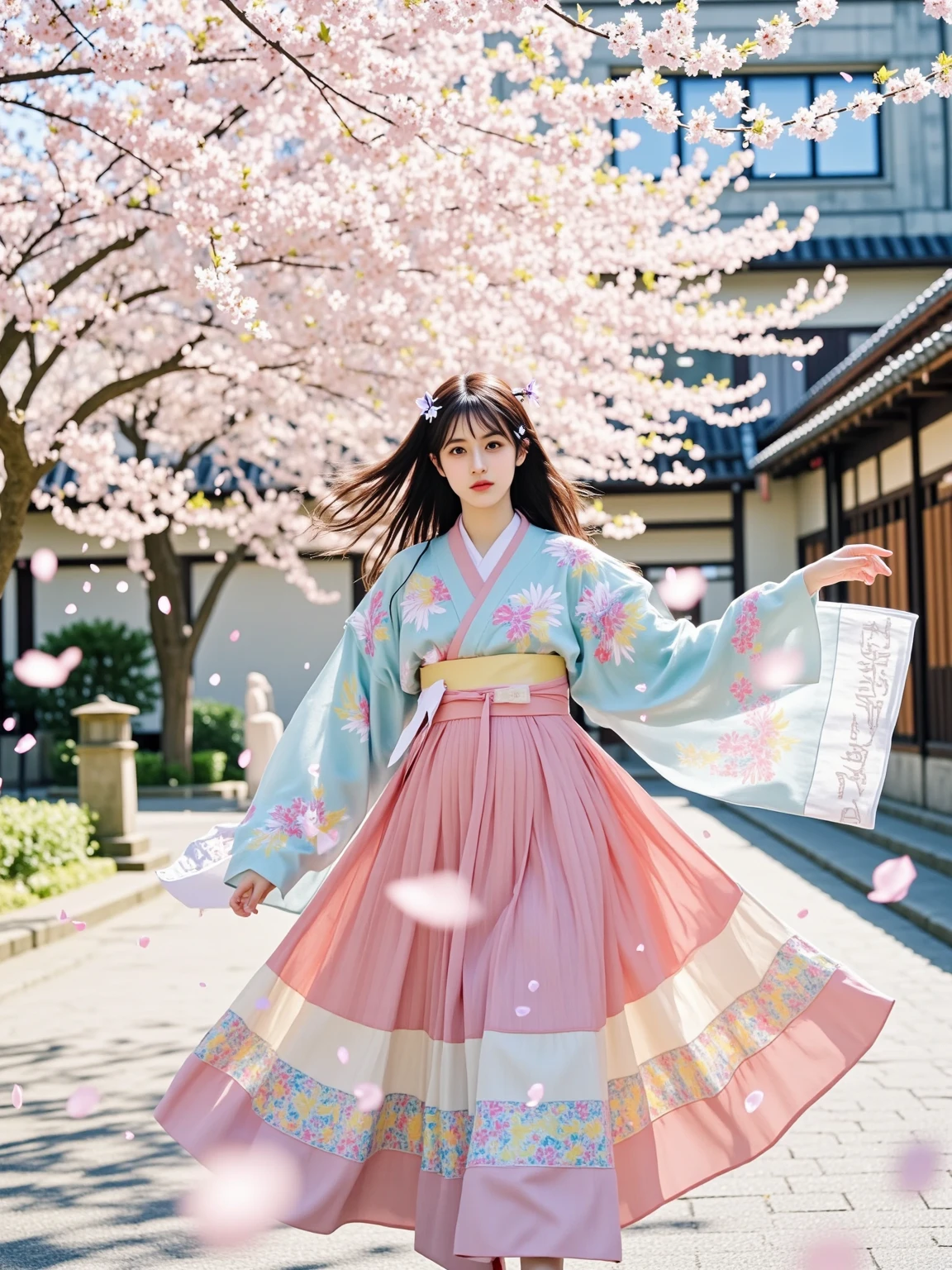 Japanese street style cherry blossom photography, (retro light and ...