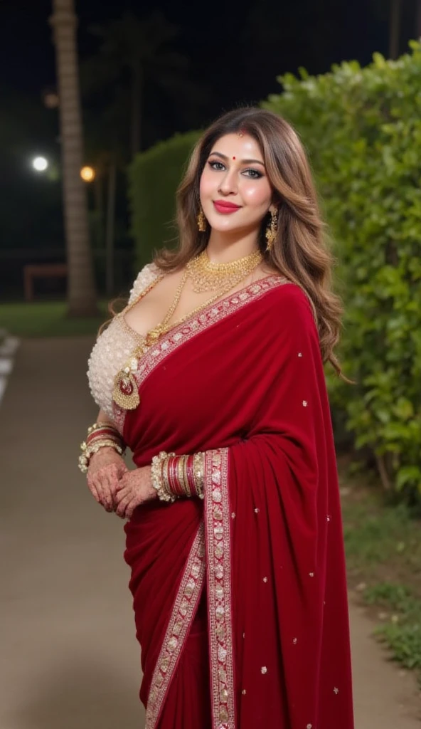 Sexy woman looking at viewer seductively, wearing a sexy plain body hugging sare - SeaArt AI