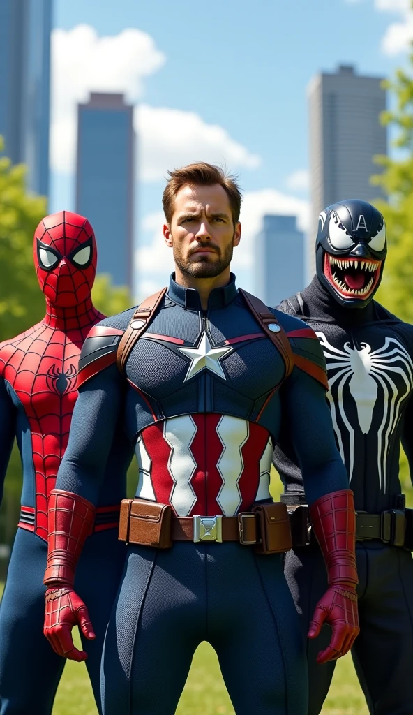 A powerful trio of Marvel characters—Spider-Man, Captain America ...