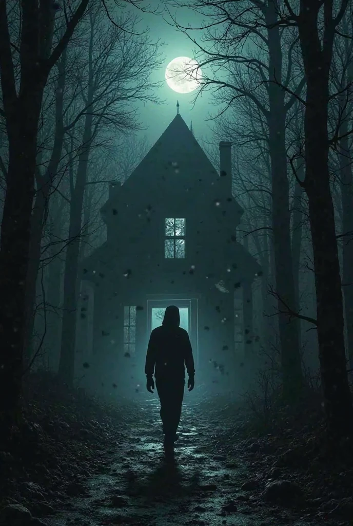 "A terrifying analog horror style image showing a lone human figure ...