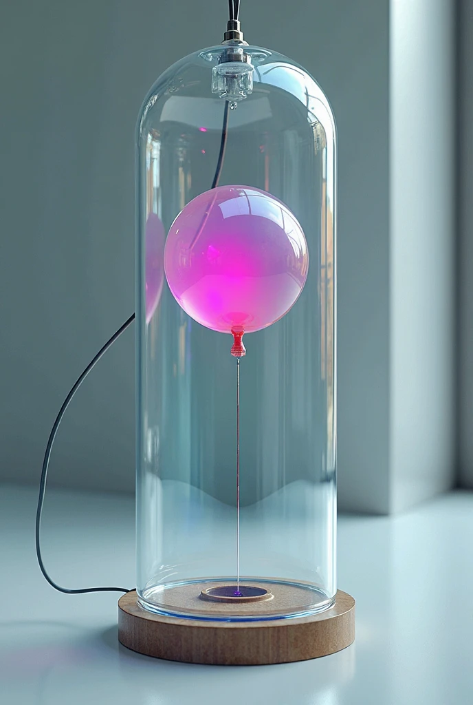 Create an image of a glass vacuum bell jar connected by a pressure cord ...