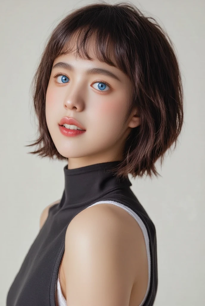 ((Full body side profile shot)) a girl with their face turned to the ...