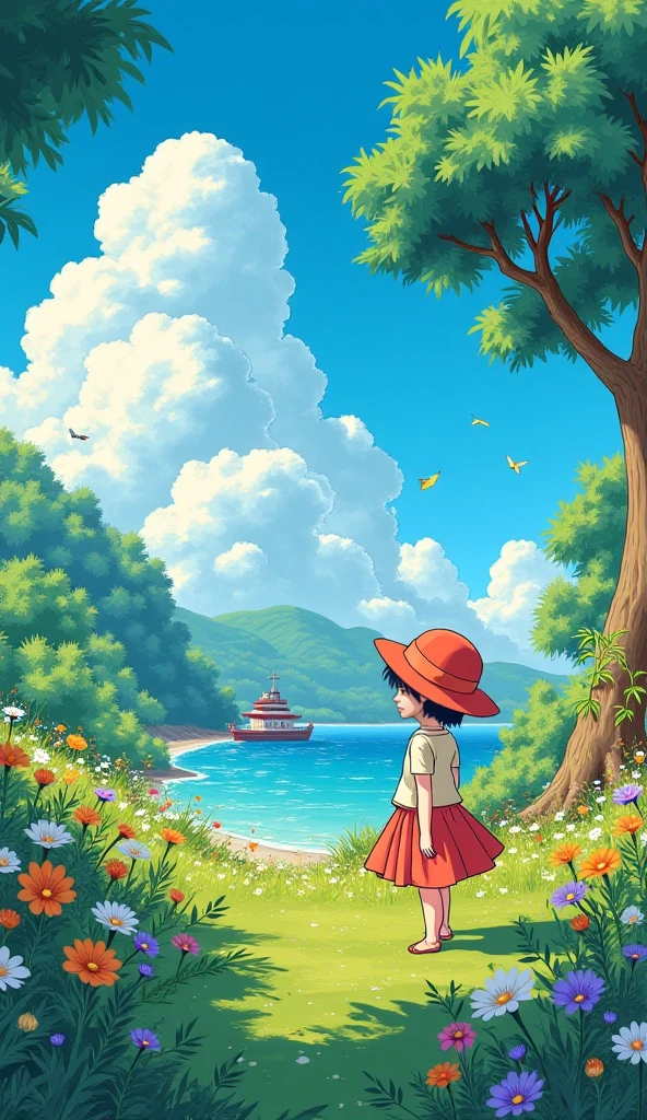 Transform this image into an anime, drawn by hand and with beautifully ...