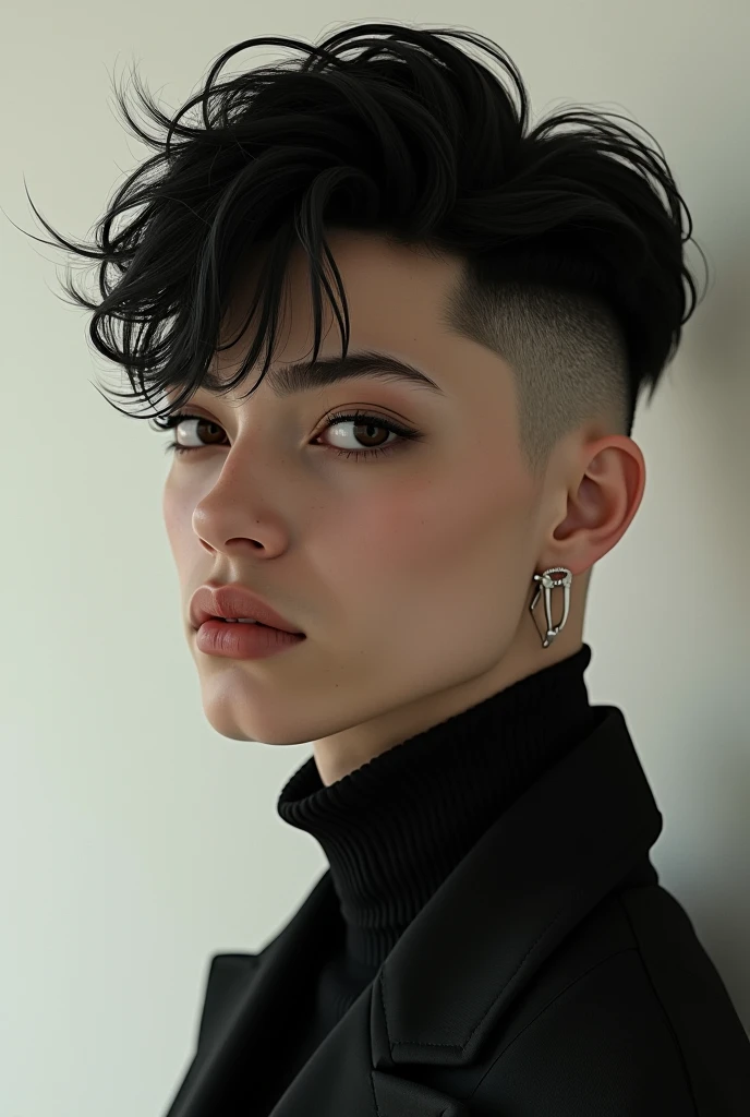 Black with a nice hair cut looking down - SeaArt AI