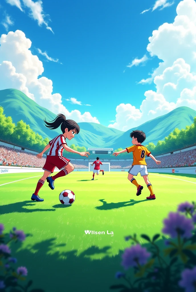 Soccer field anime version - SeaArt AI