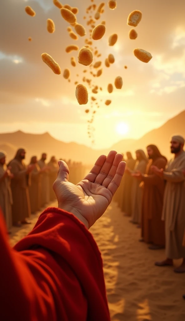 A first-person image in POV style, showing the outstretched hands of ...