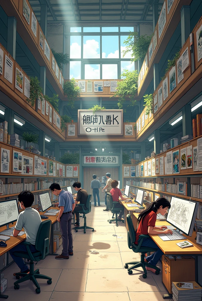 The interior of a building where manga is made/comis professionally ...
